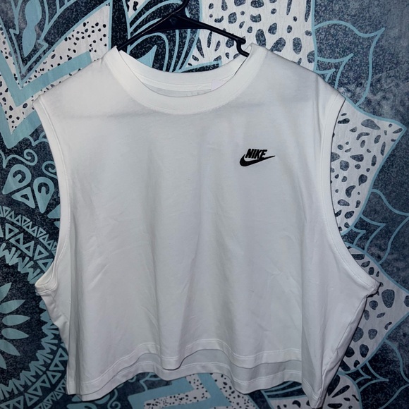 Nike | Tops | Nike White Boxy Crop Muscle Tee | Poshmark